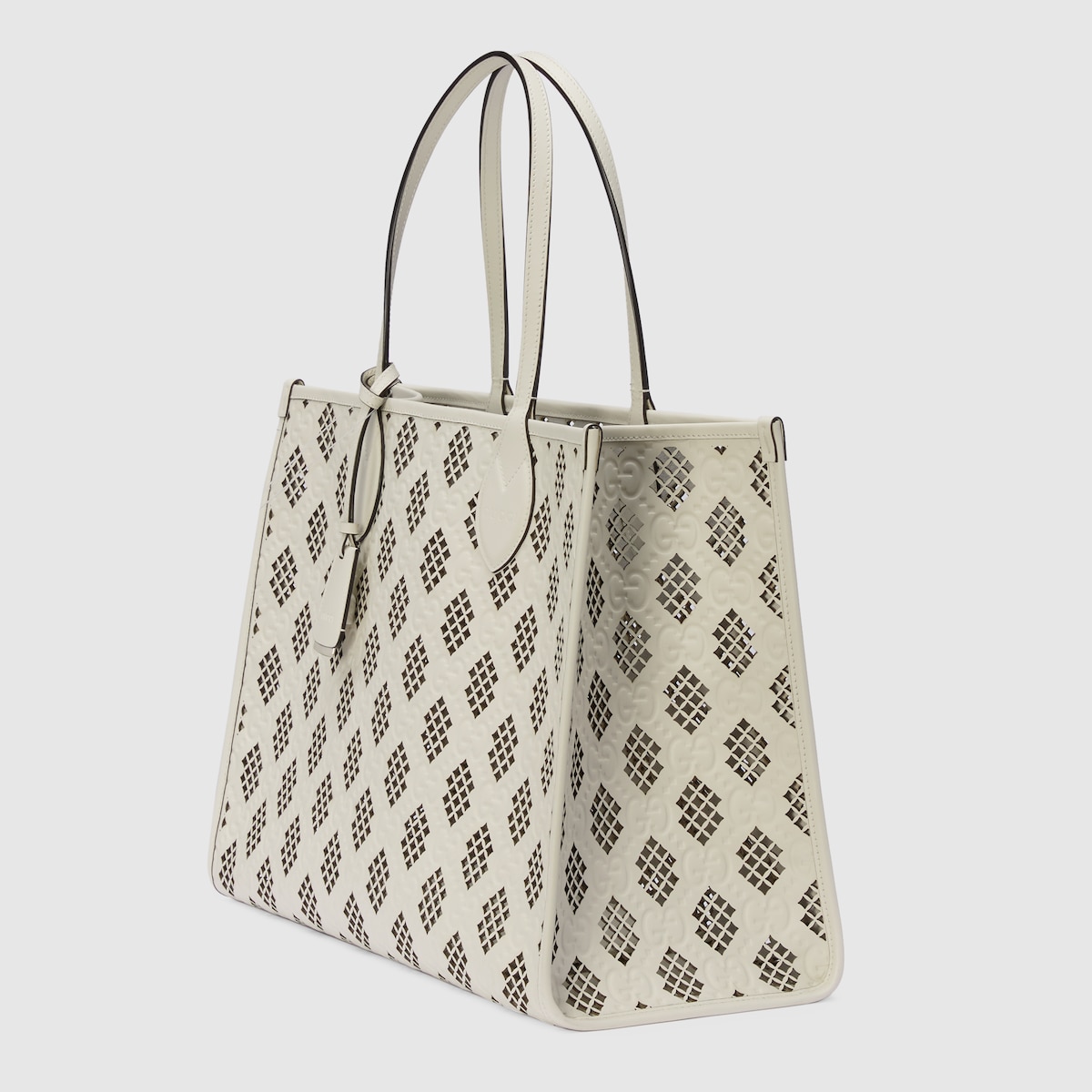 Medium tote bag with cut-out motif in off white leather | GUCCI® AE