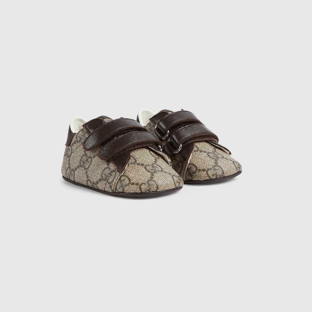 Baby Gucci Ace sneaker in beige and ebony GG Supreme | GUCCI® US