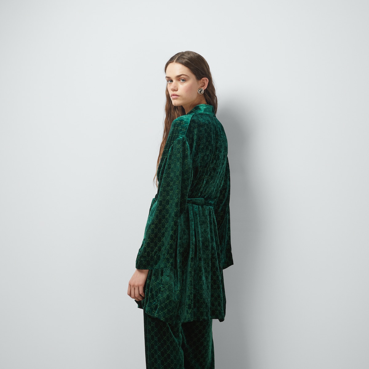 Camicia in velluto GG in verde smeraldo | GUCCI® IT