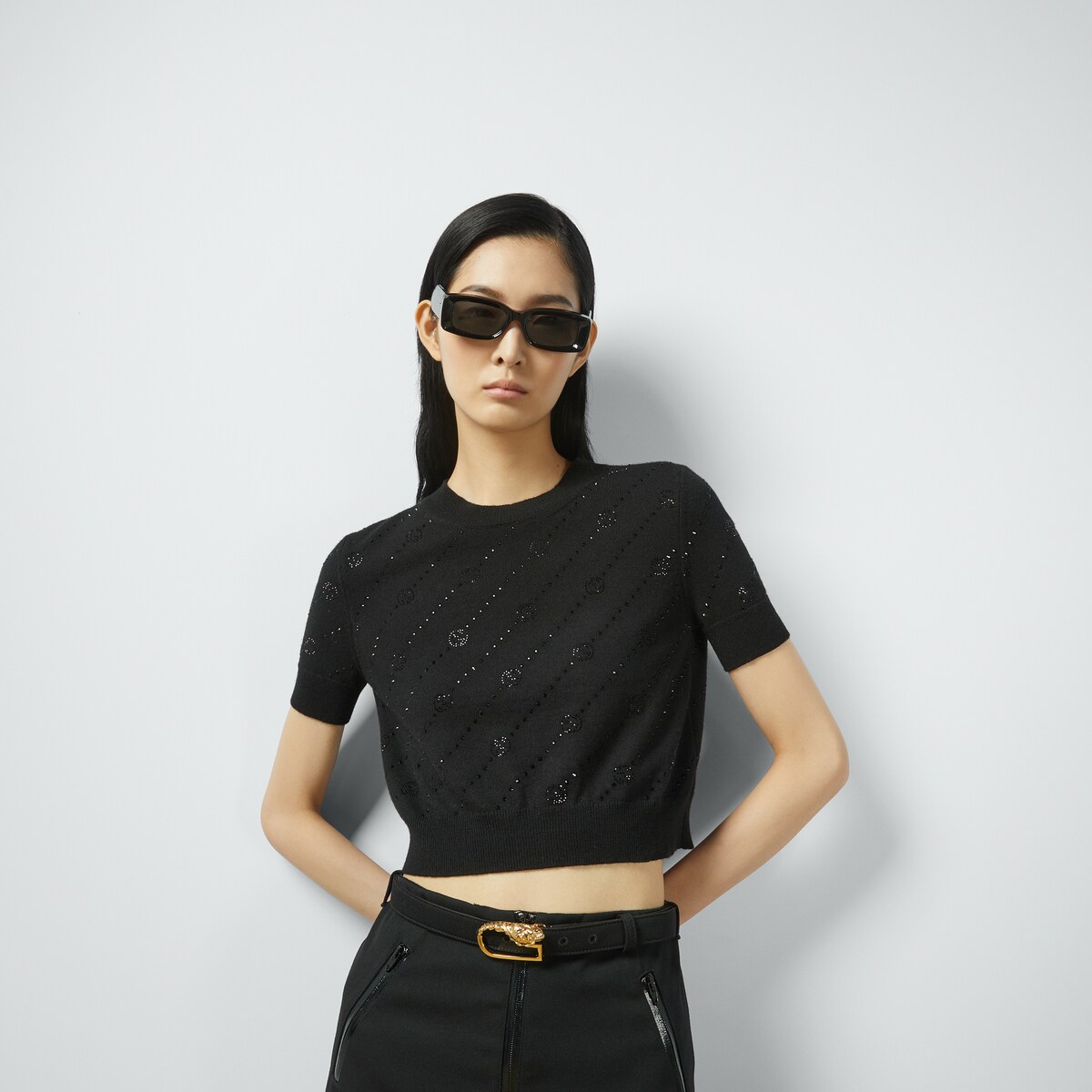 Cashmere jumper with Interlocking G in black | GUCCI® UK
