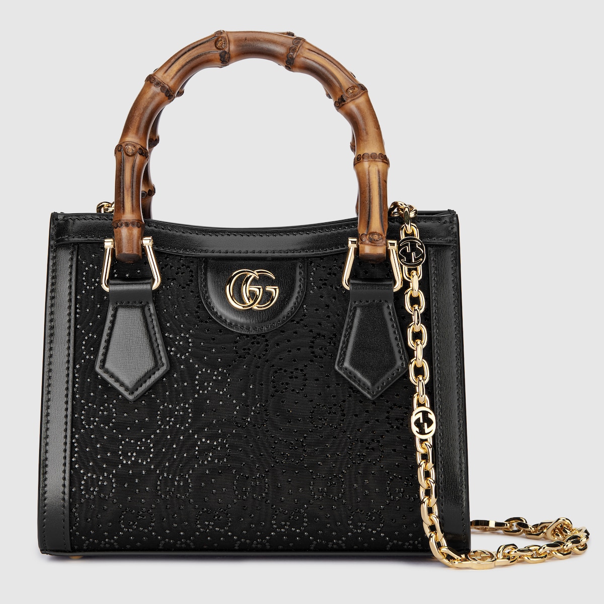 Gucci Diana mini tote bag in black moiré fabric | GUCCI® NZ