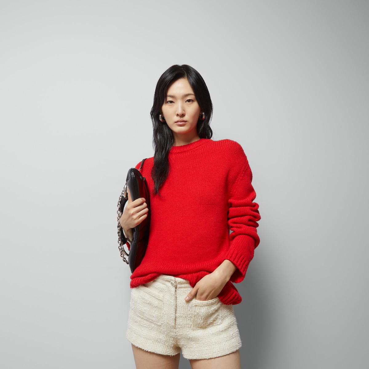 Wool top with Gucci intarsia in red | GUCCI® UK