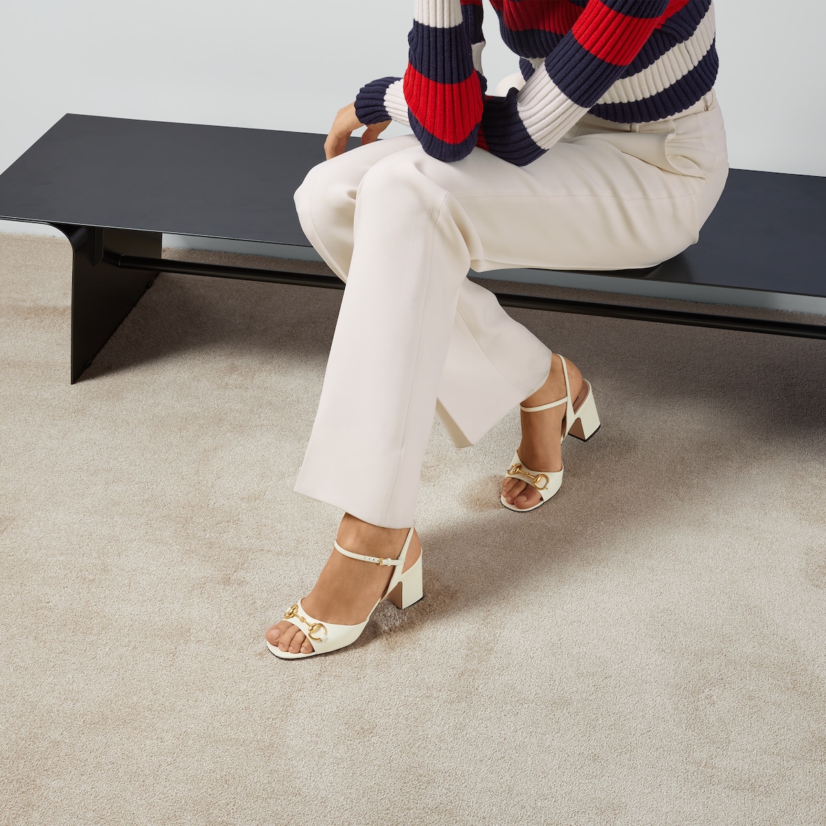 Sandales avec Mors pour femme en cuir blanc | GUCCI® CA