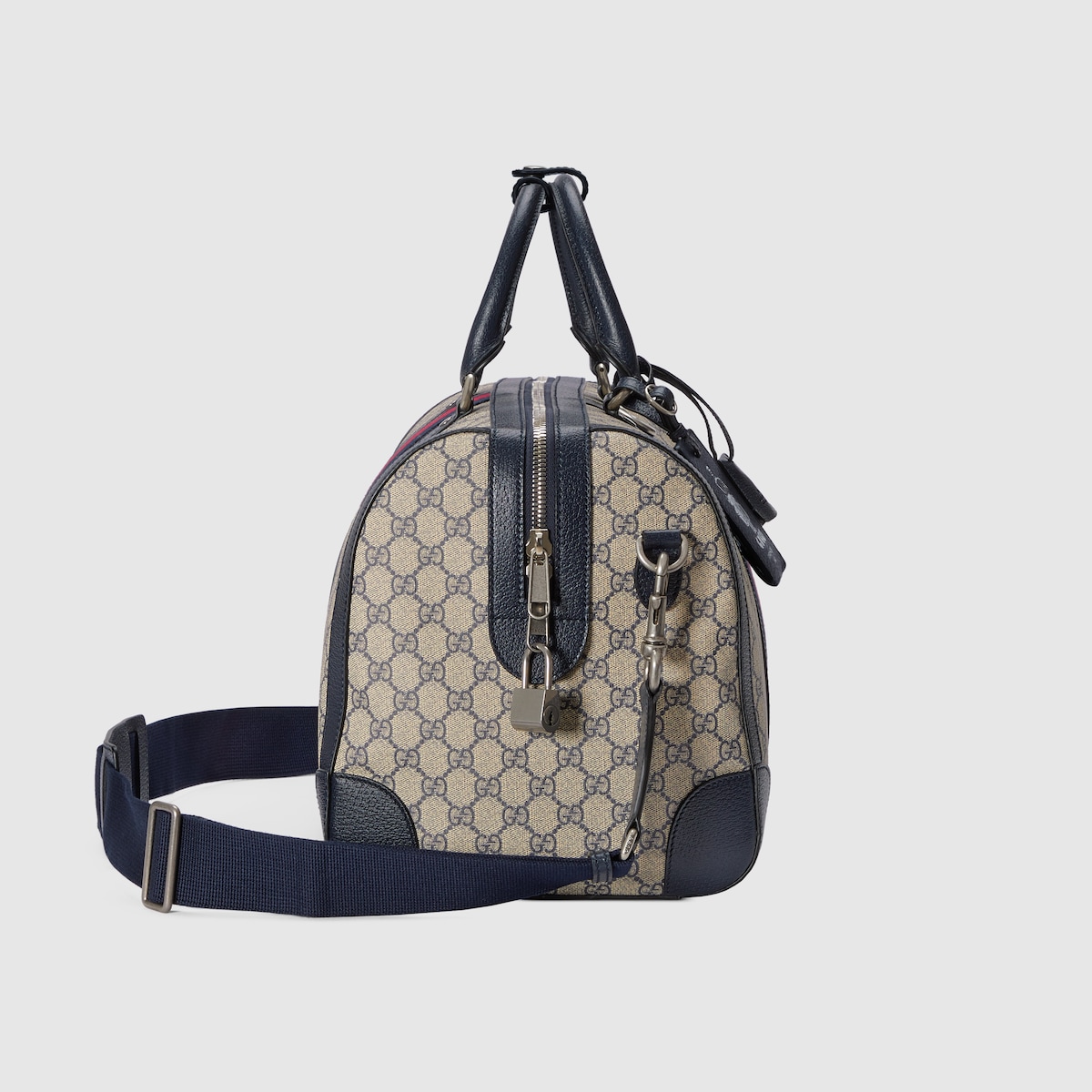 Gucci Savoy medium duffle bag in beige and blue GG Supreme | GUCCI® US