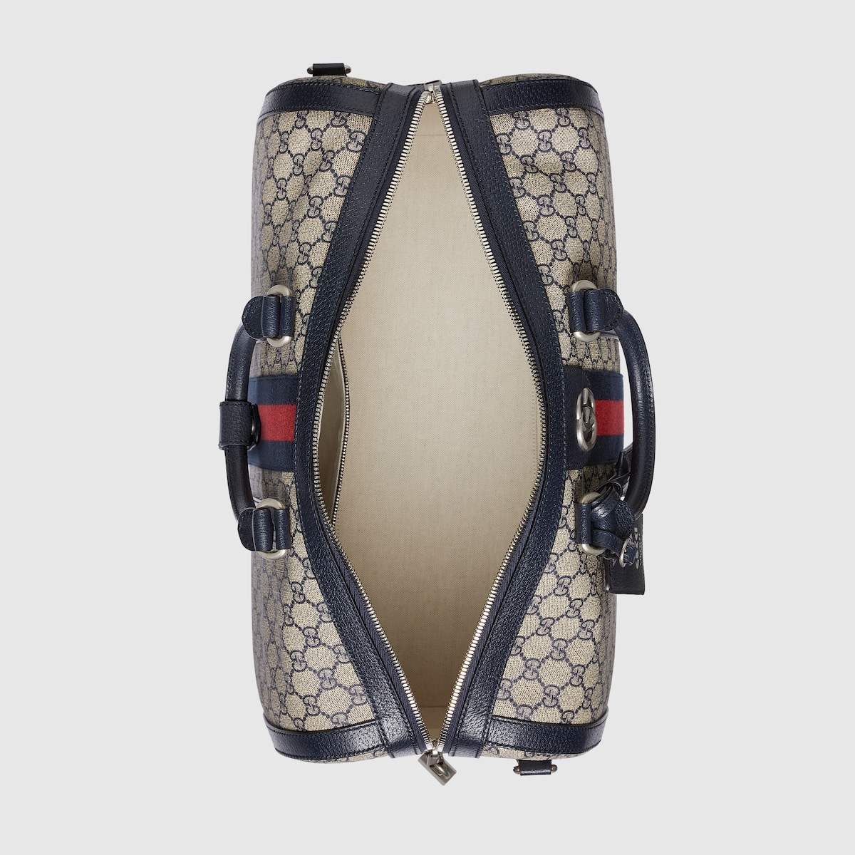 Gucci Savoy medium duffle bag in beige and blue GG Supreme | GUCCI® US