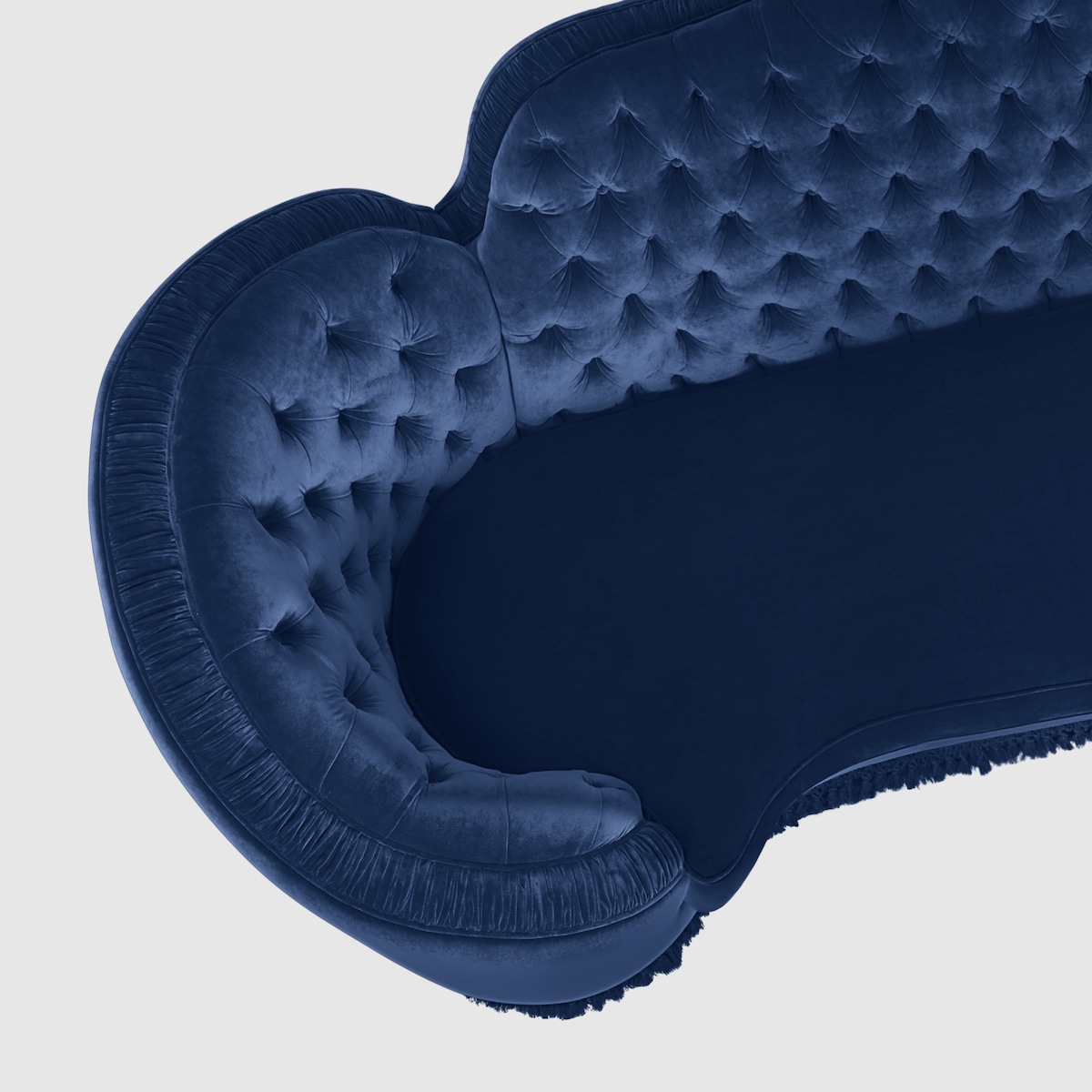 Capitonné camelback velvet sofa in dark blue velvet | GUCCI® US
