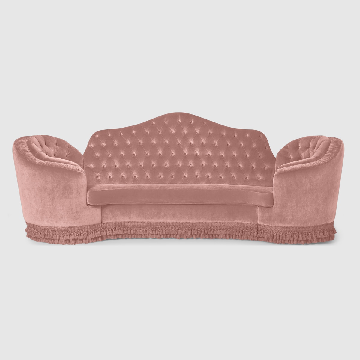 Pink velvet tufted sofa store