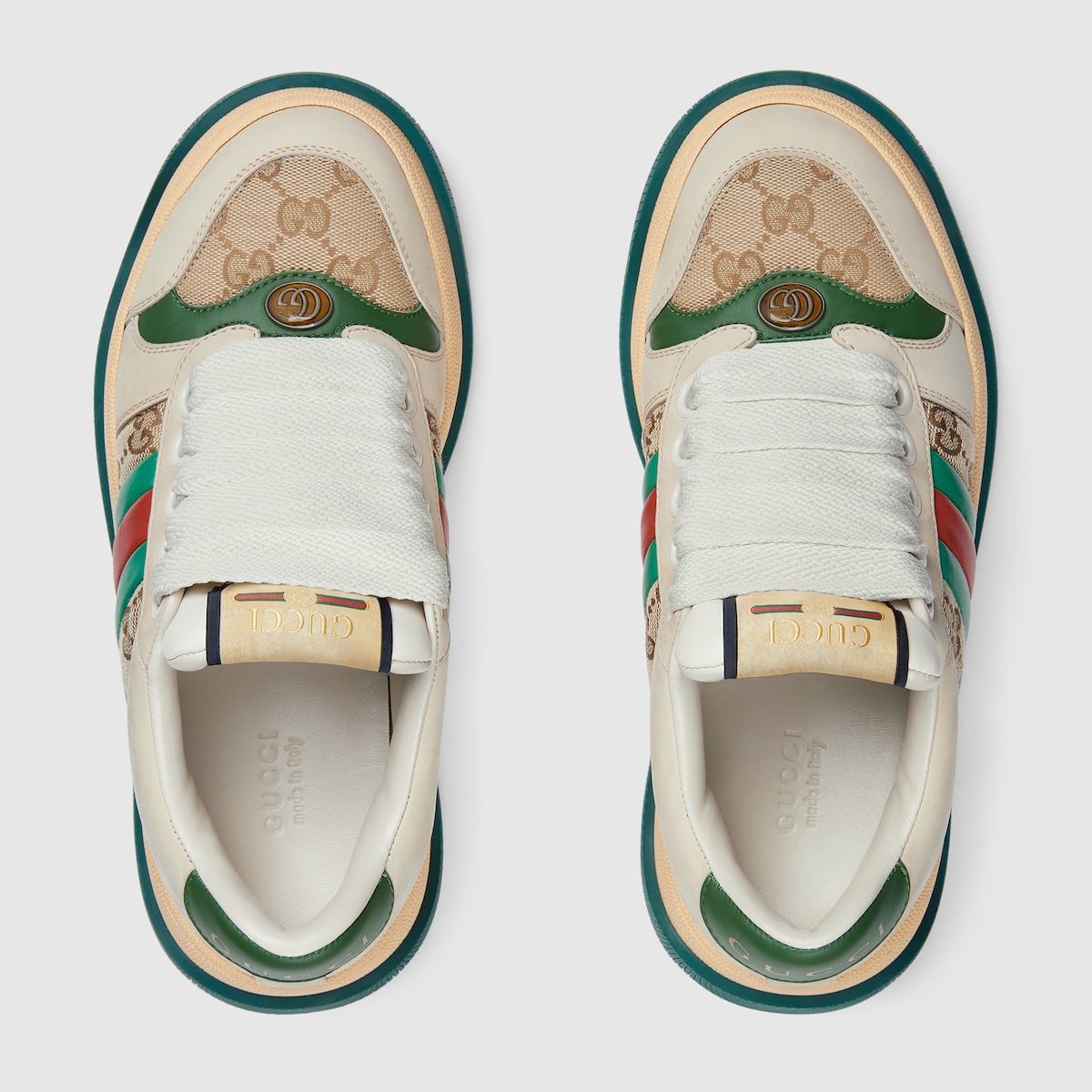 Women's Screener trainer with Web in beige leather | GUCCI® Australia