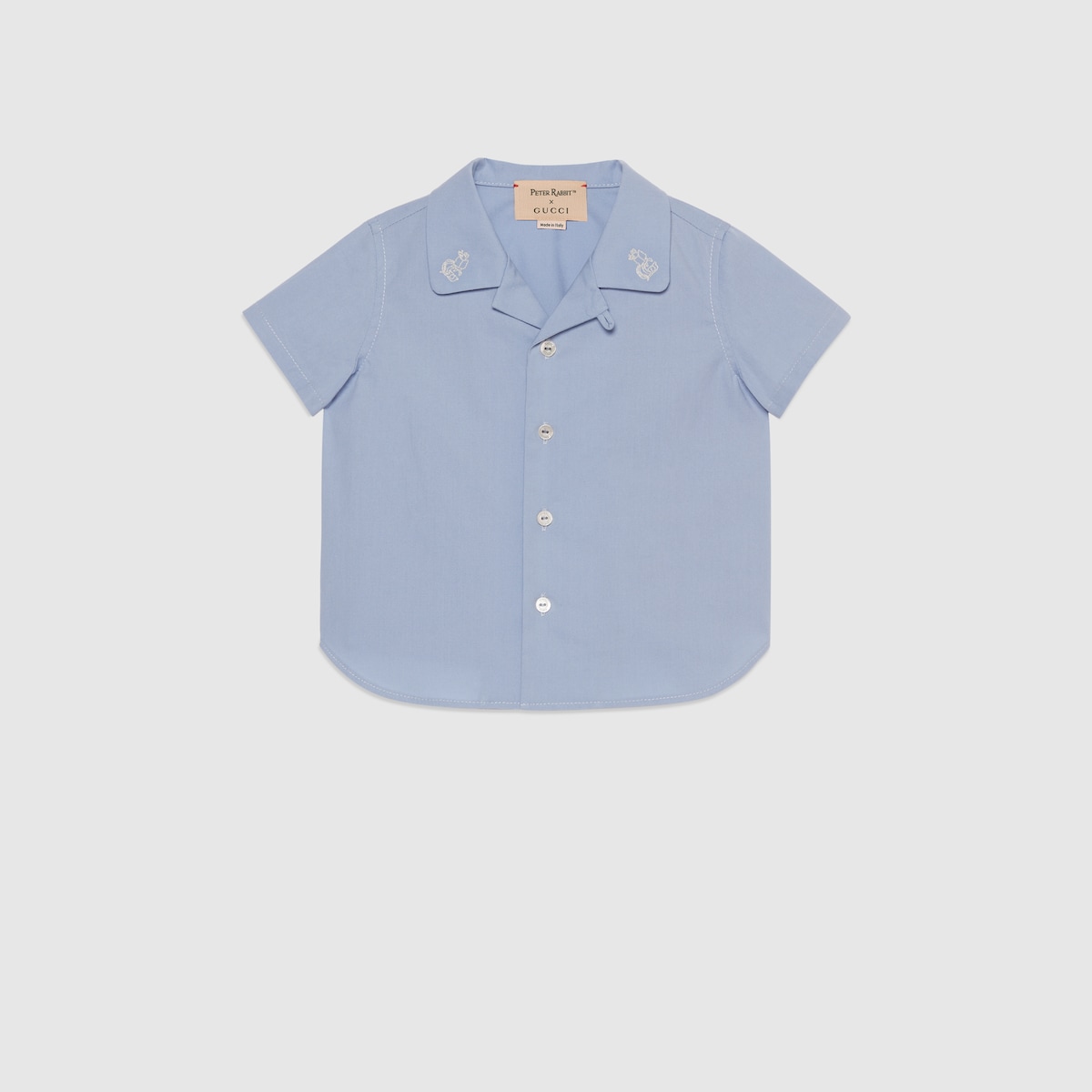 Peter Rabbit™ x Gucci cotton shirt in blue | GUCCI® AE
