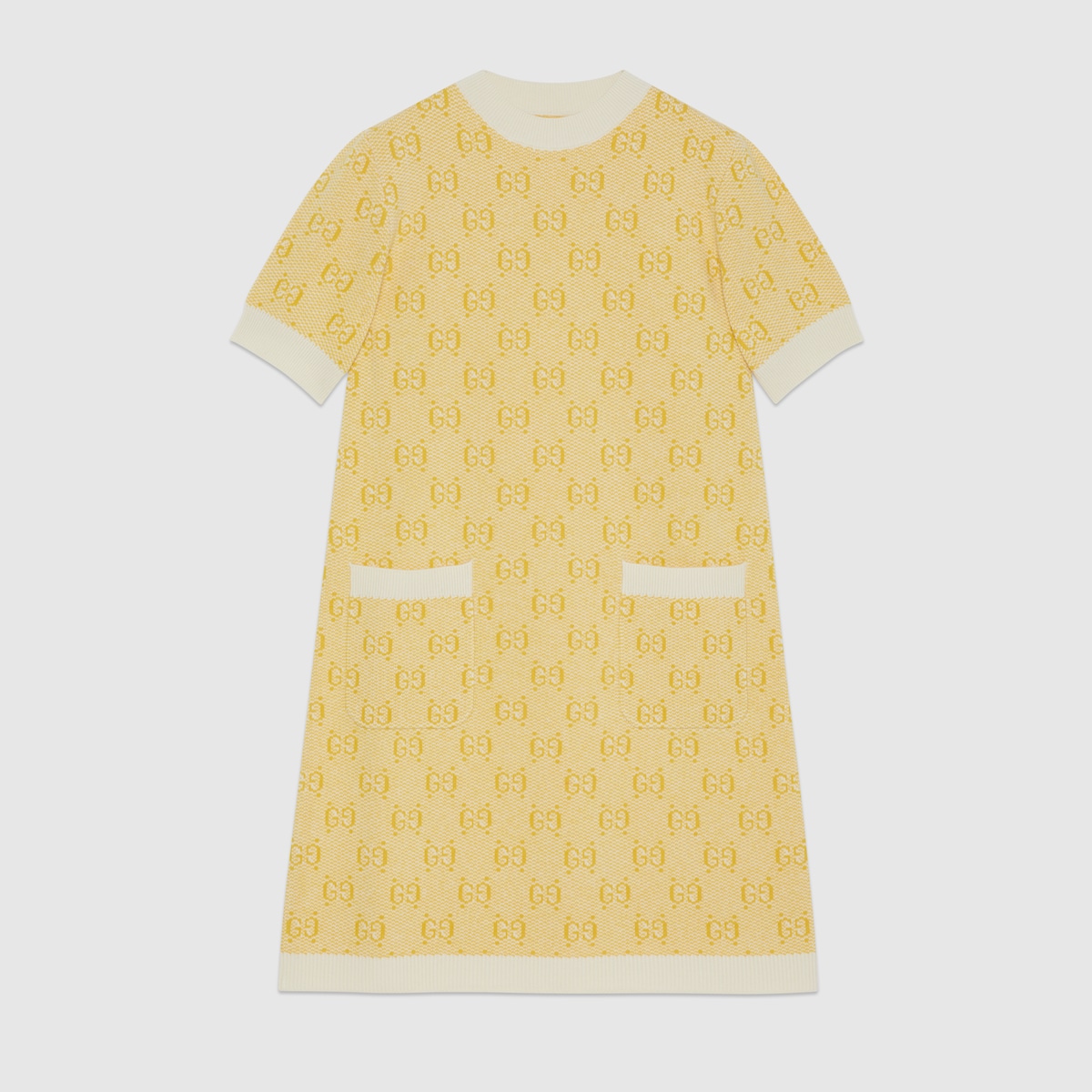 GG wool jacquard dress in yellow | GUCCI® Canada
