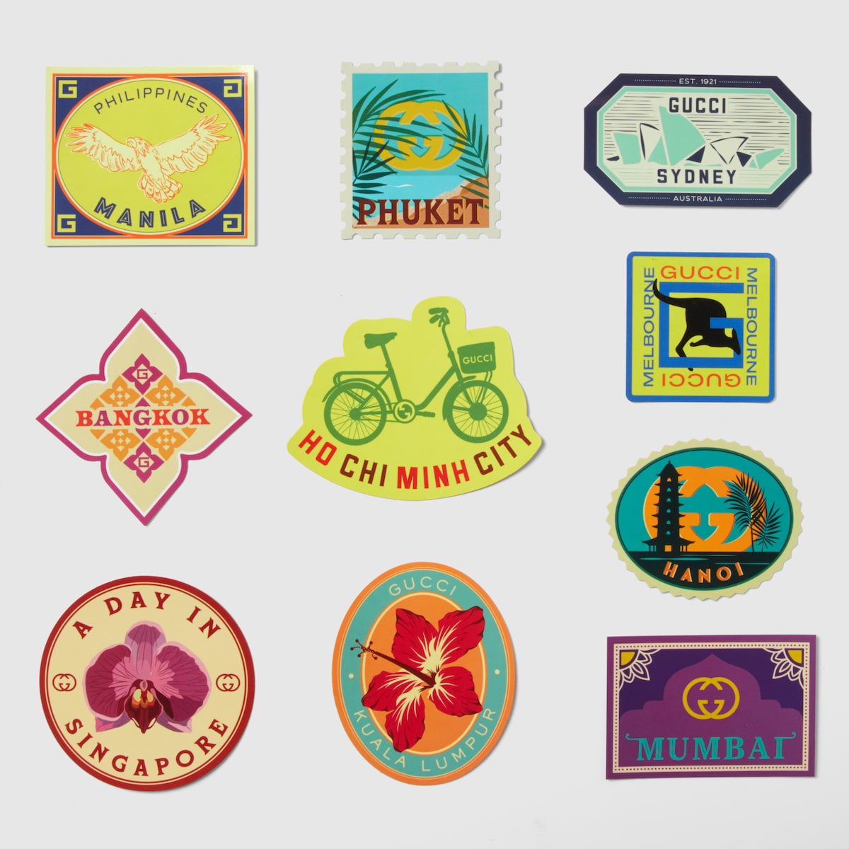 Gucci Cities luggage stickers in multicolour | GUCCI® Australia