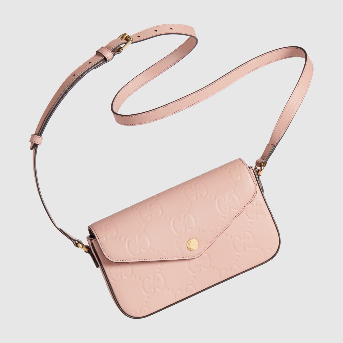 GG super mini shoulder bag in rose beige leather | GUCCI® AE