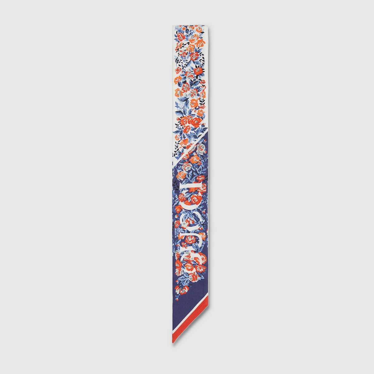 Printed silk ribbon in navy and red | GUCCI® AU