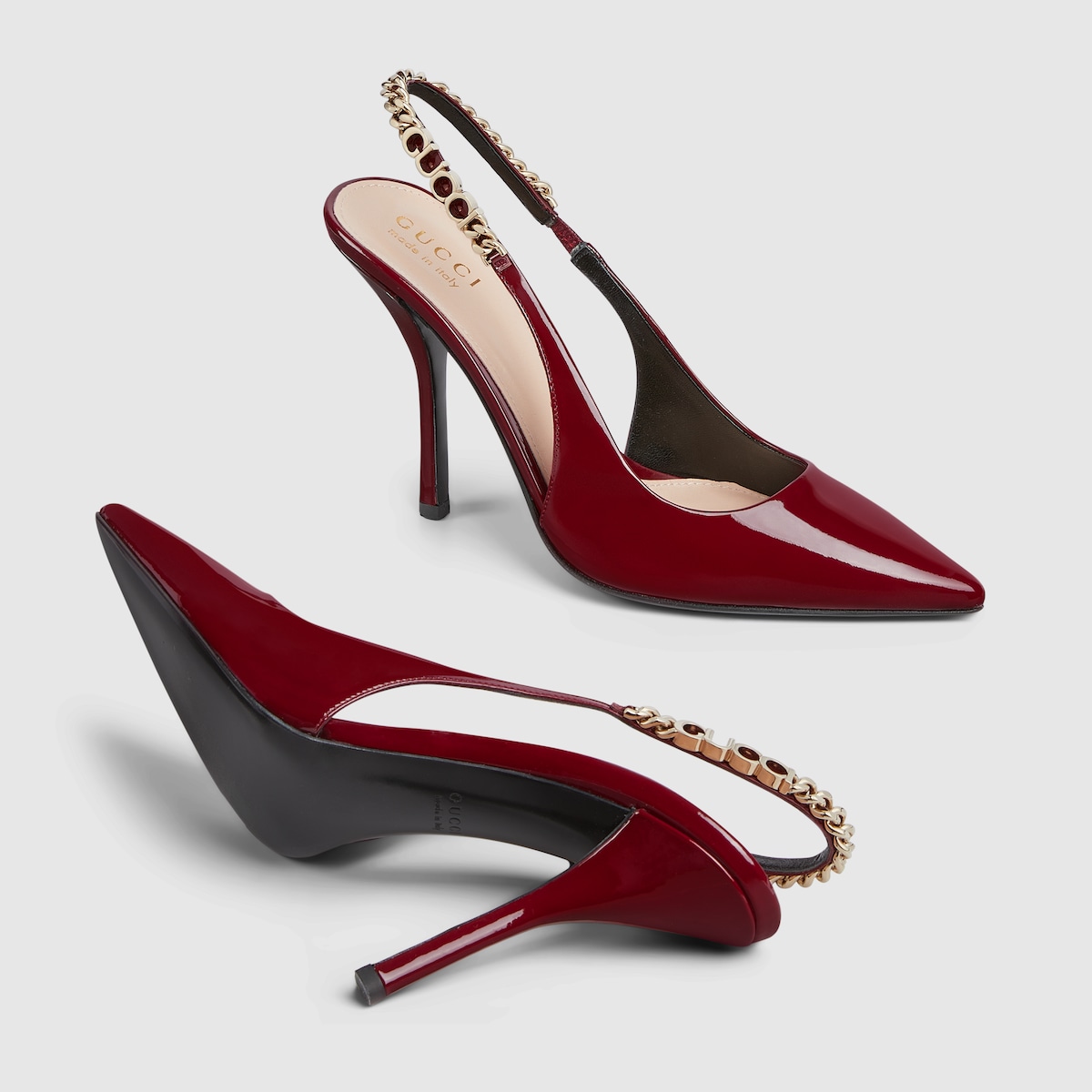 Escarpins à bride arrière Gucci Signoria en Cuir verni Rosso Ancora ...