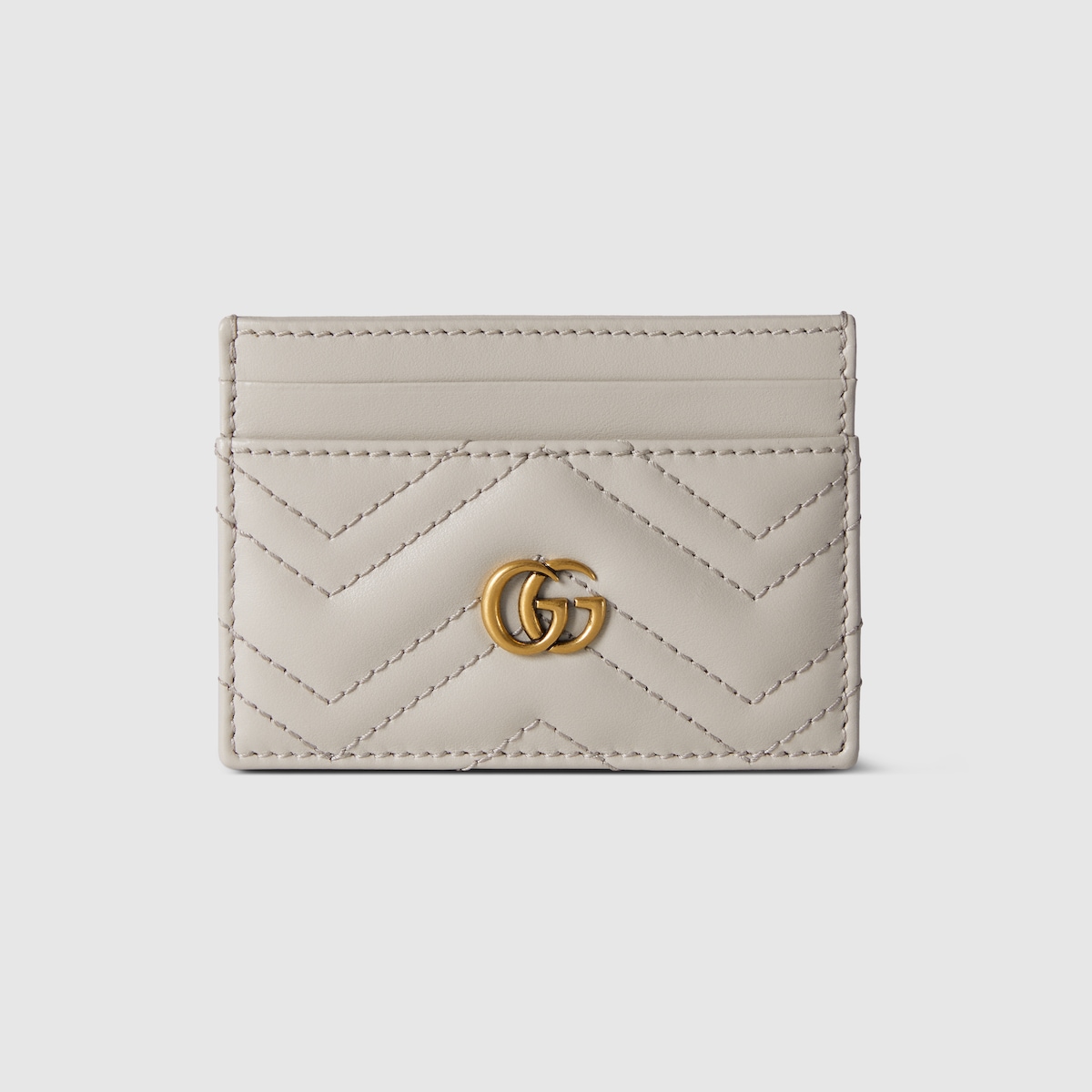 GG Marmont card case in light grey leather | GUCCI® CA