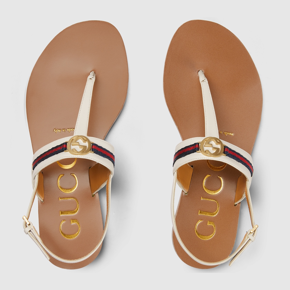 Women's Interlocking G Web sandal in white leather | GUCCI® ZA