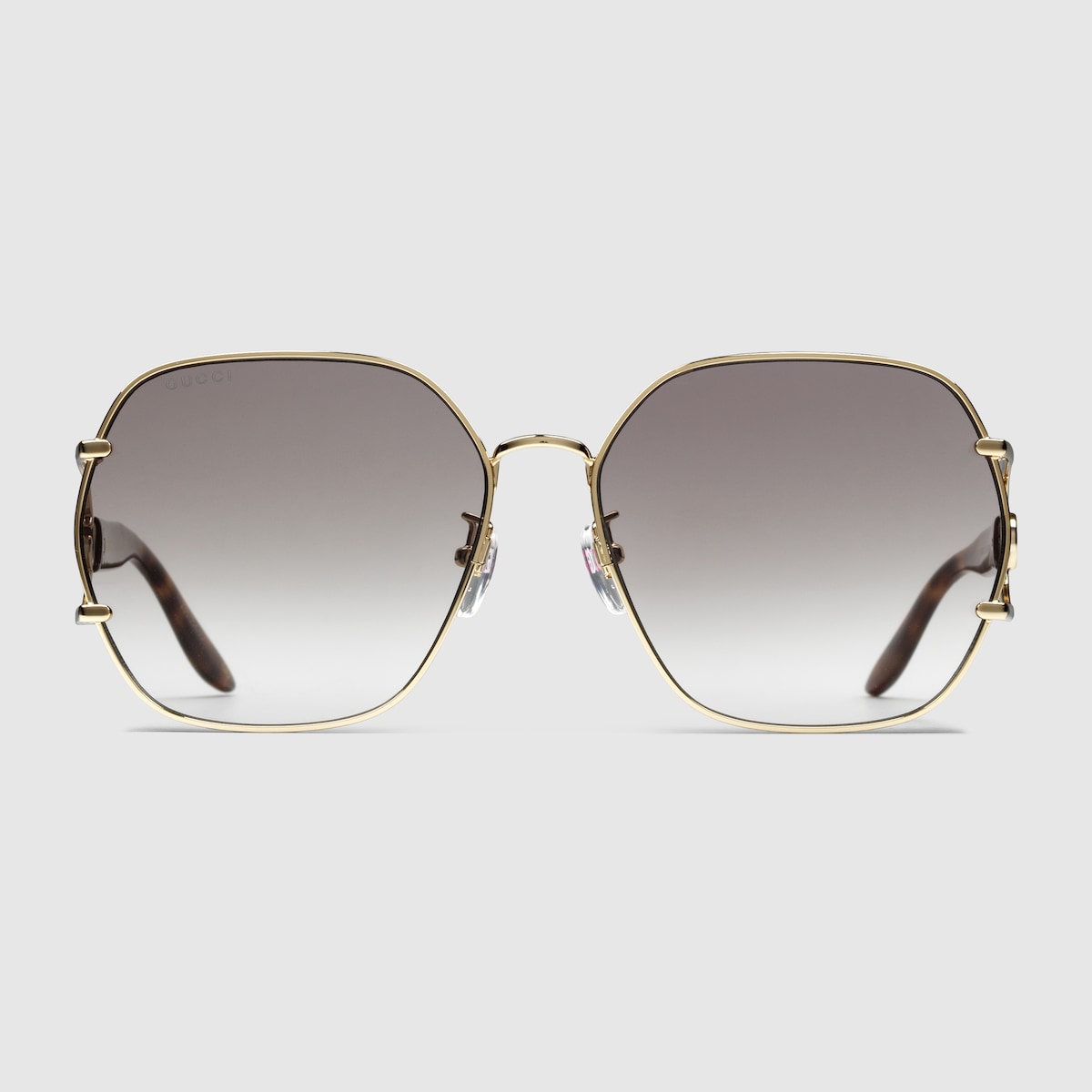Geometric frame sunglasses in yellow gold-toned metal | GUCCI® SG