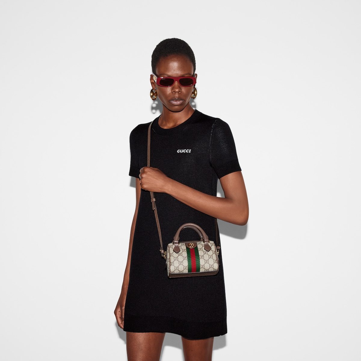 Ophidia mini boston bag in beige and ebony Supreme | GUCCI® UK