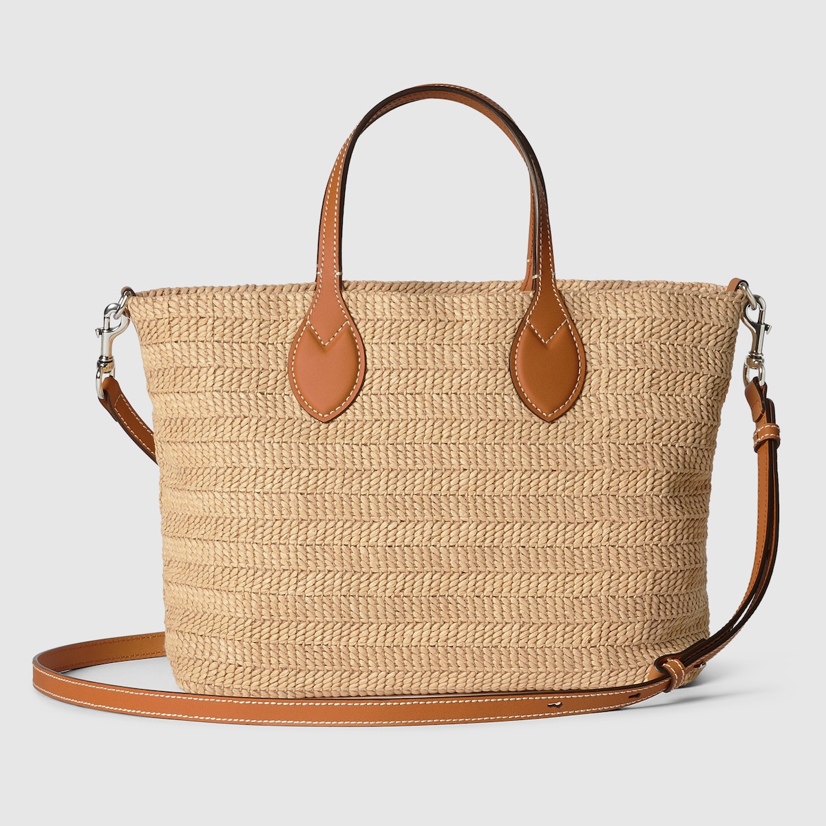Small straw-effect tote in natural straw effect raffia | GUCCI® AE