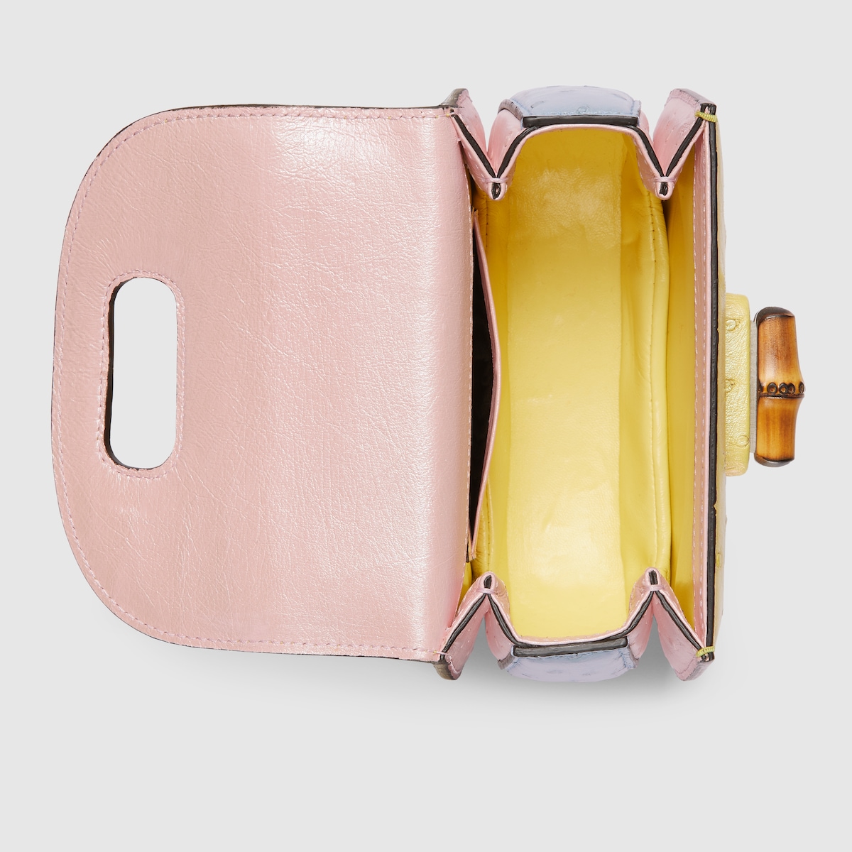 Gucci Bamboo 1947 ostrich mini bag in pastel yellow | GUCCI® US