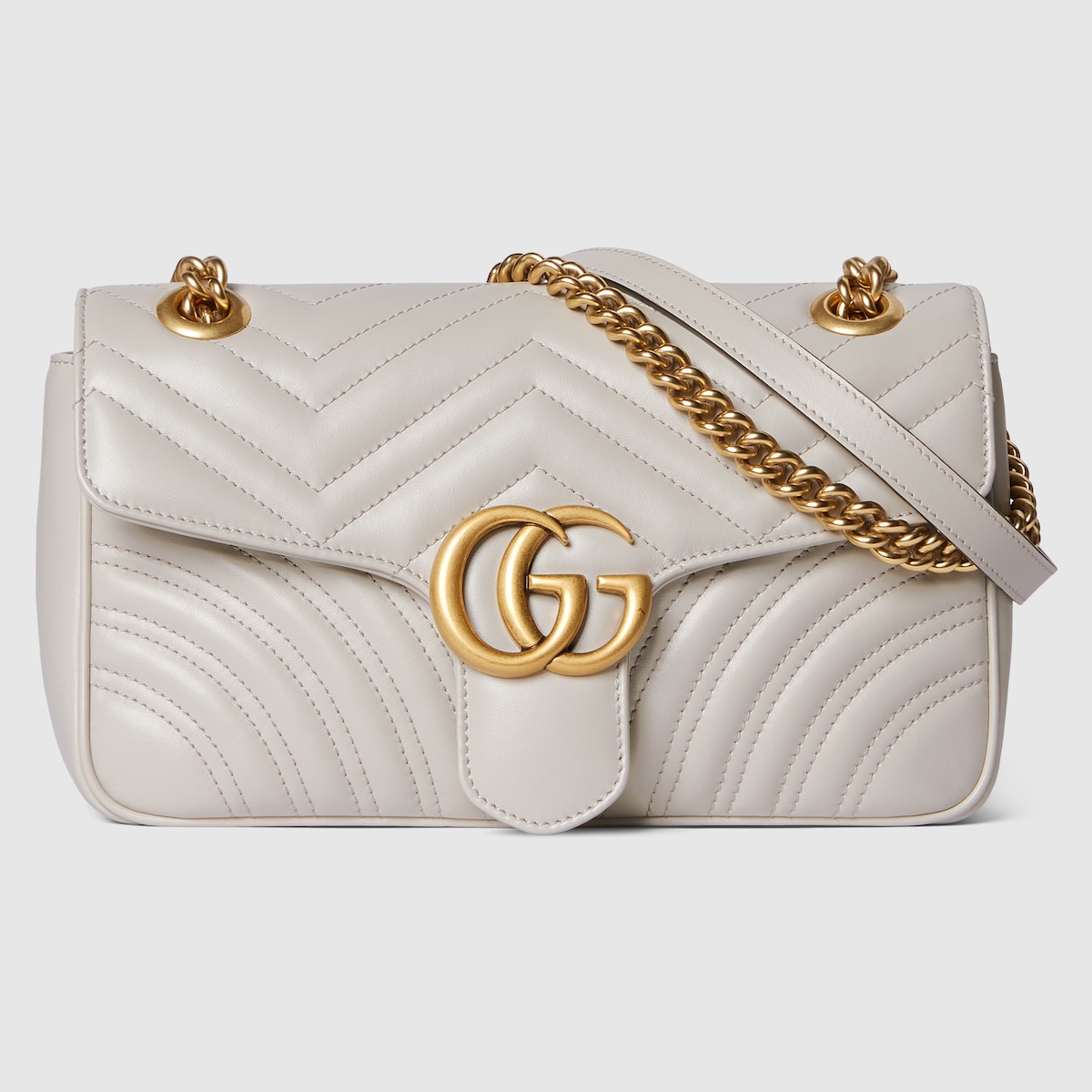 GG Marmont medium shoulder bag in light grey leather | GUCCI® US
