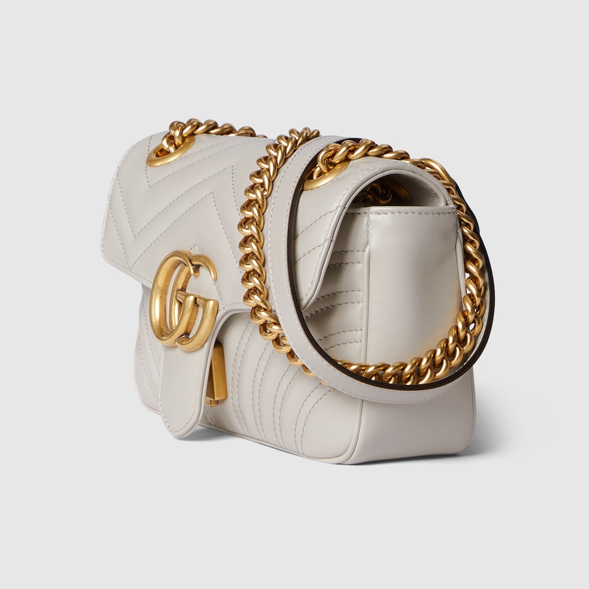 GG Marmont small shoulder bag in light grey leather | GUCCI® US