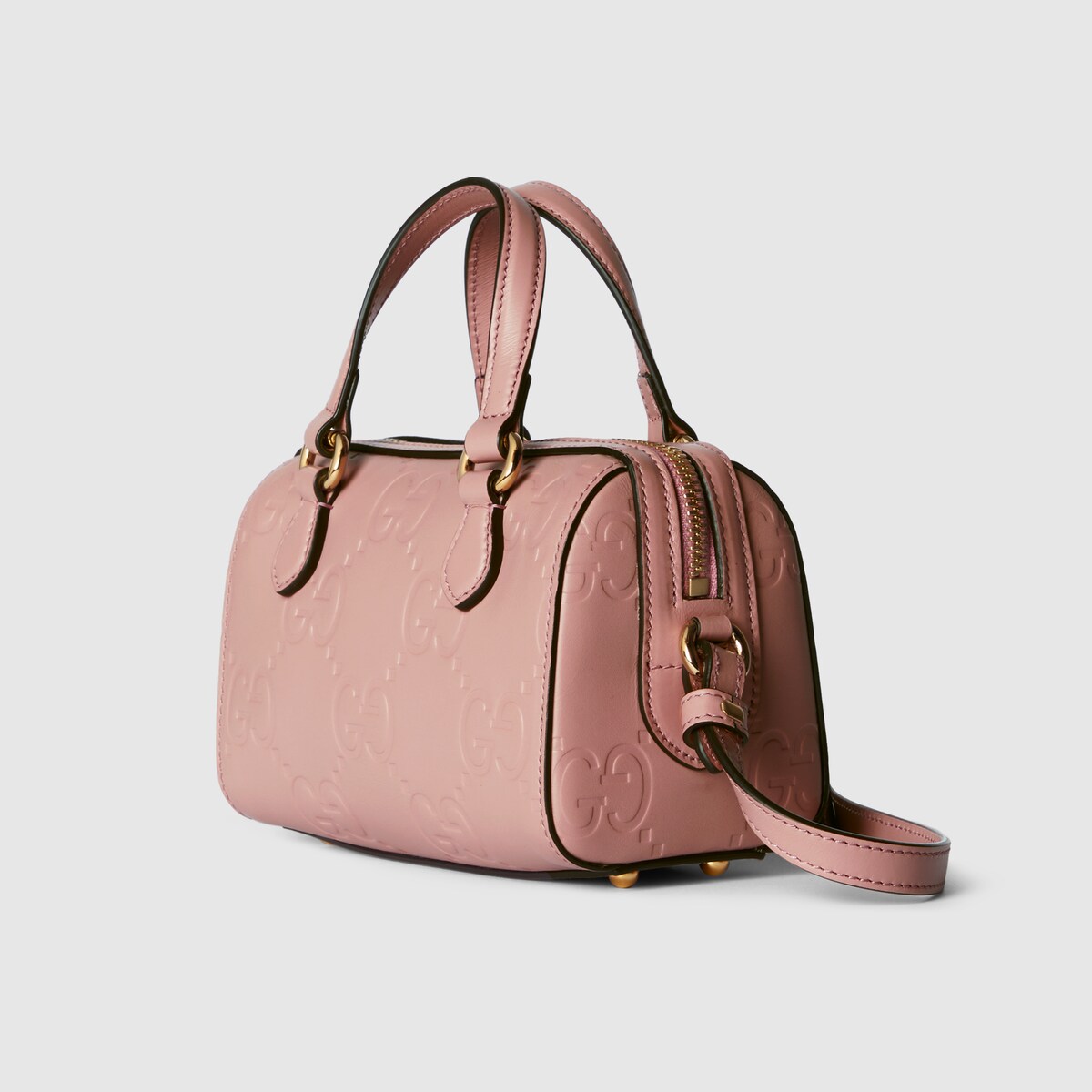 GG super mini top handle bag in rose beige leather | GUCCI® Australia