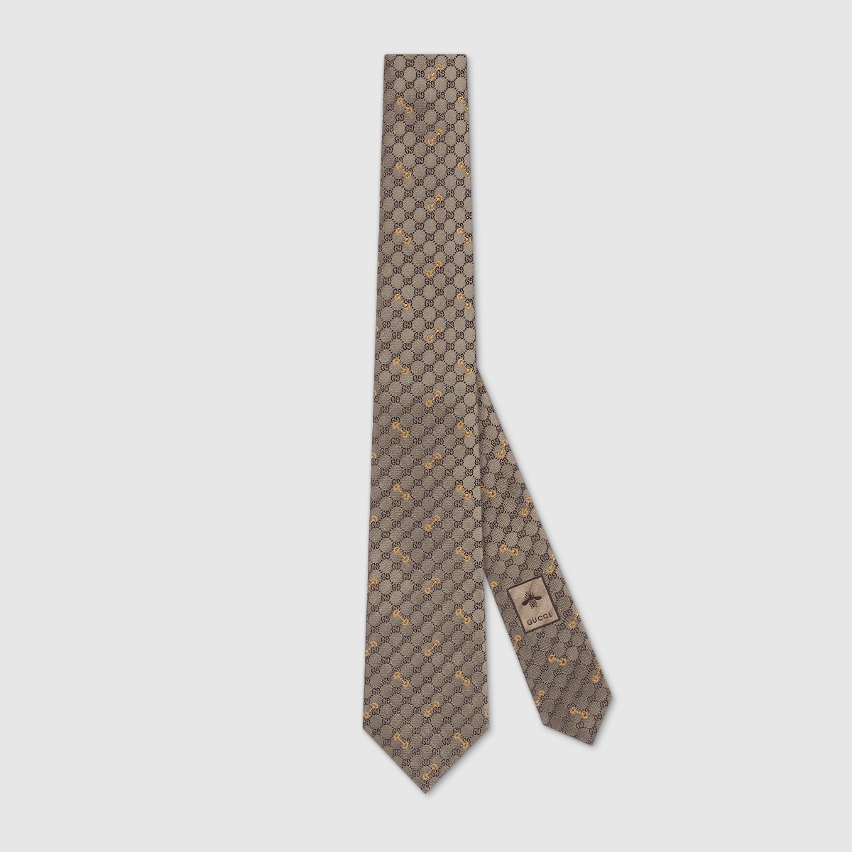 Cravate en jacquard de soie GG en marron et camel | GUCCI® FR