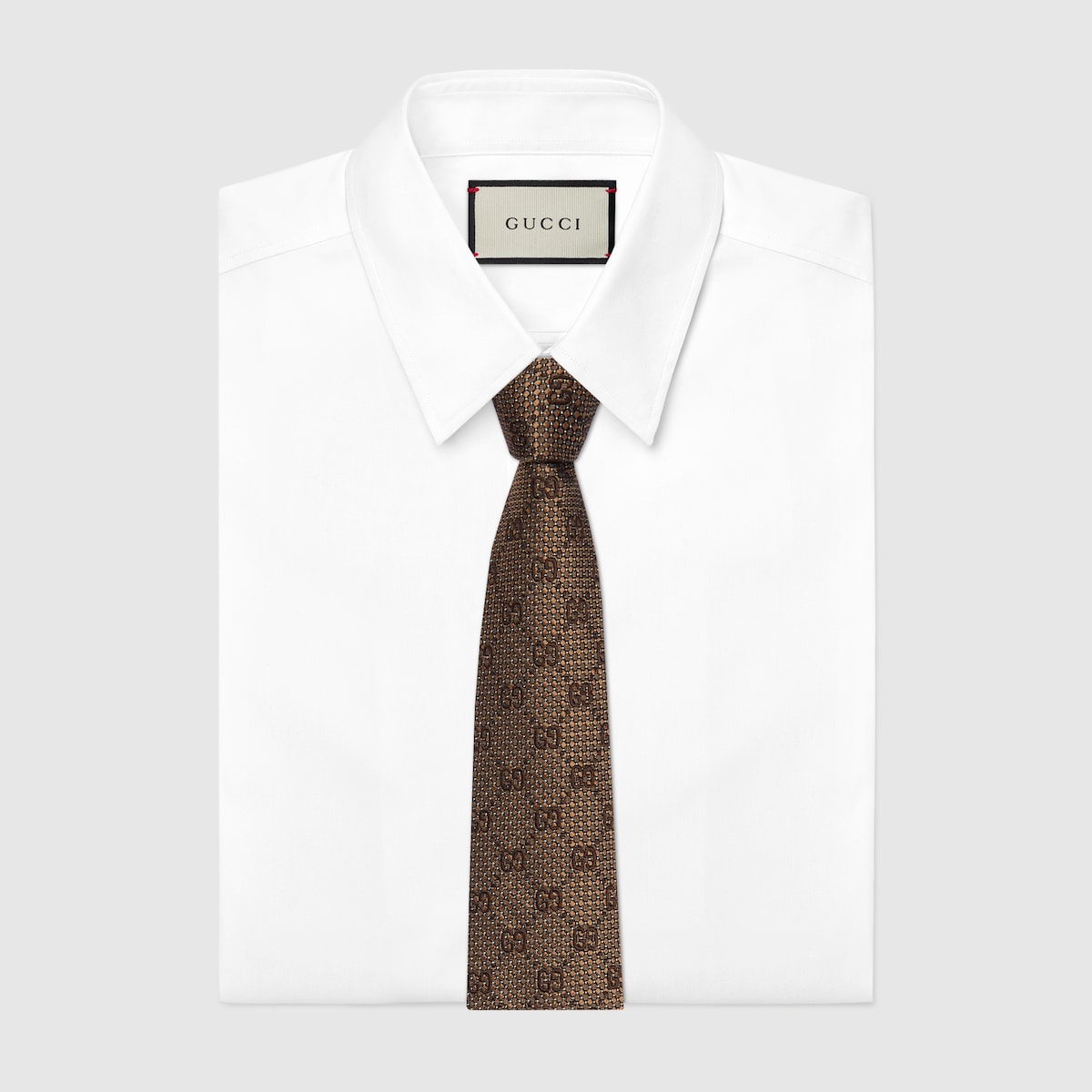 GG silk jacquard tie in brown and beige | GUCCI® Australia