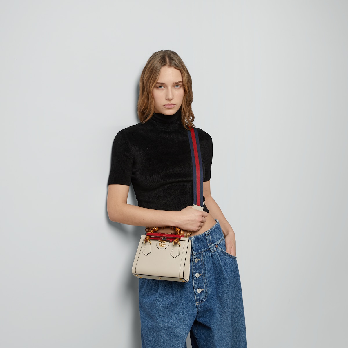 Gucci Diana small tote bag in white leather | GUCCI® US