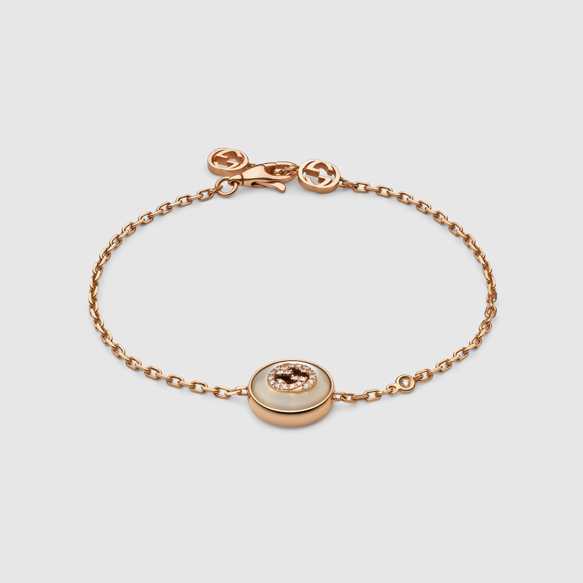 Gucci Interlocking diamond 18k bracelet in 18k rose gold | GUCCI® AU