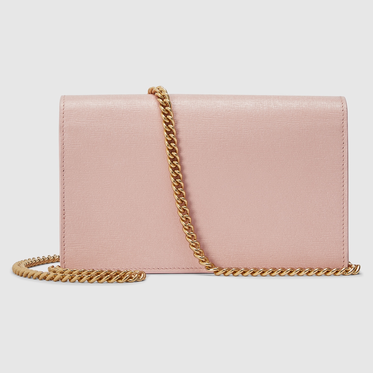 Chain wallet with Gucci script in light pink leather | GUCCI® Canada