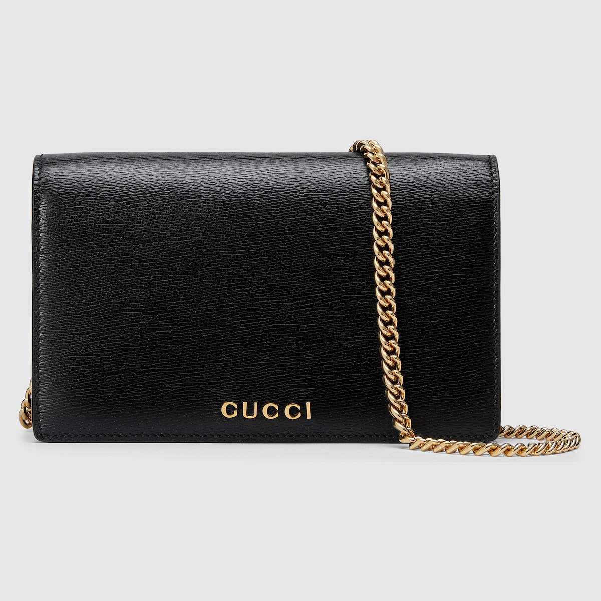 Cartera con cadena con inscripción de logo Gucci inpiel negra | GUCCI® MX