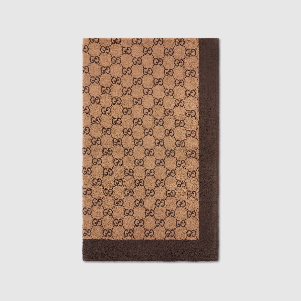 GG terrycloth beach blanket in camel and dark brown | GUCCI® US