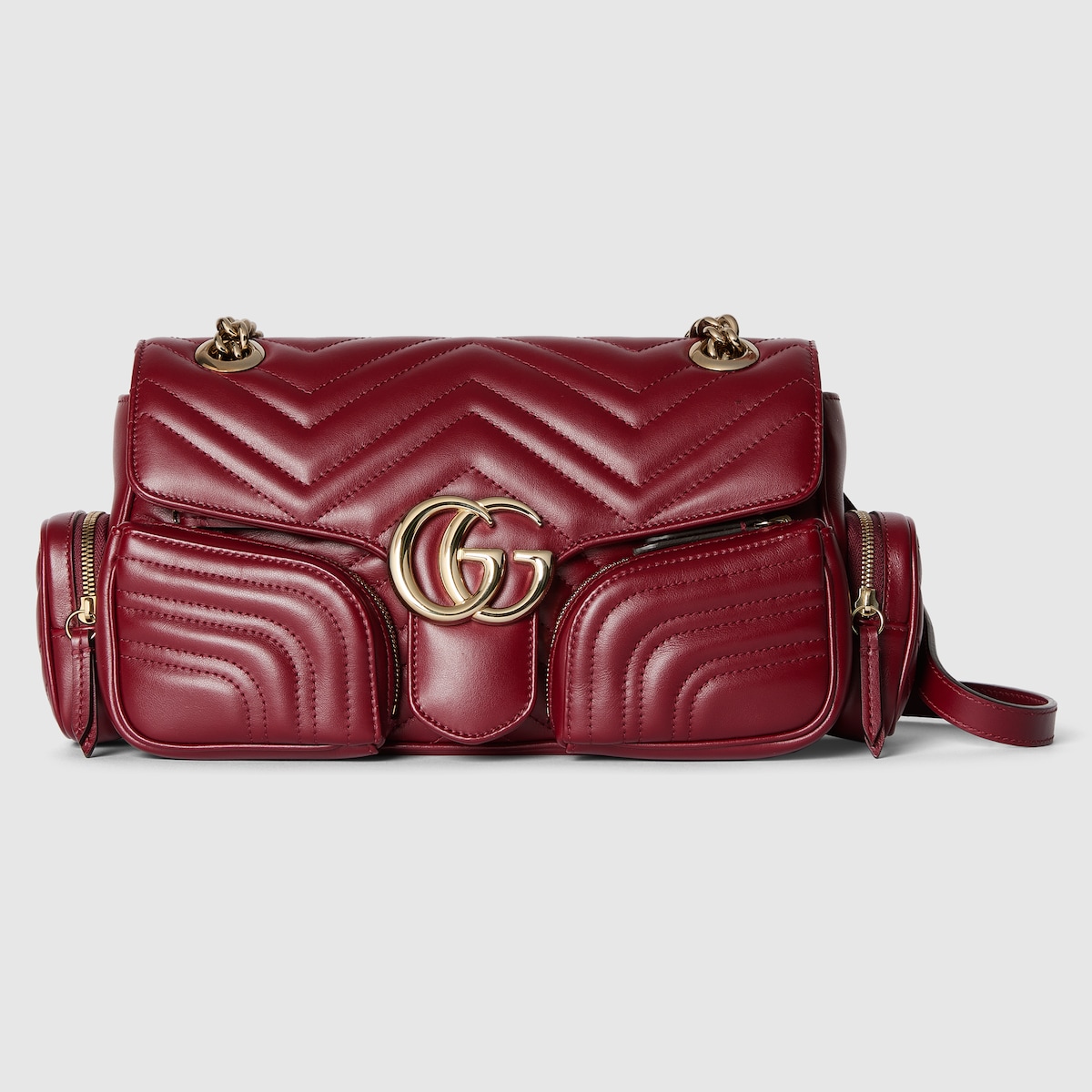 GG Marmont small multi-pocket bag in Gucci Rosso Ancora leather | GUCCI ...