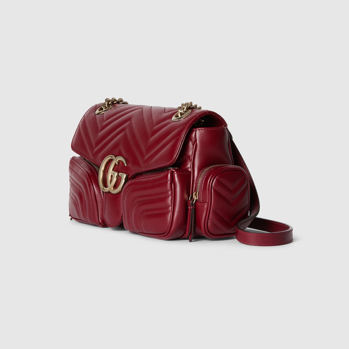 GG Marmont small multi-pocket bag in Gucci Rosso Ancora leather | GUCCI ...