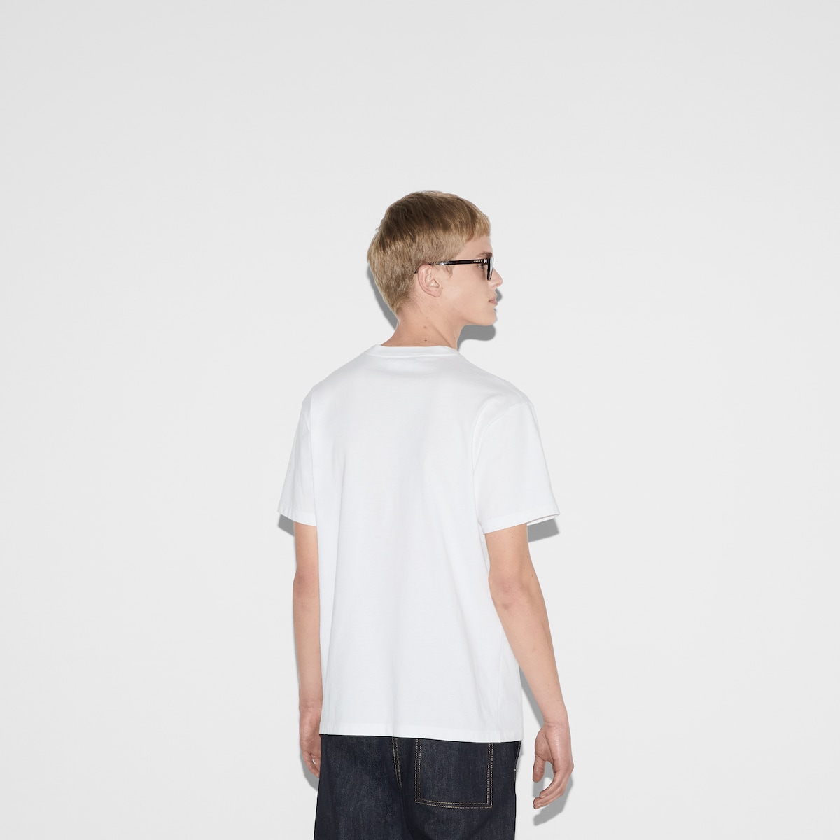 Cotton jersey T-shirt with Gucci print in white | GUCCI® US