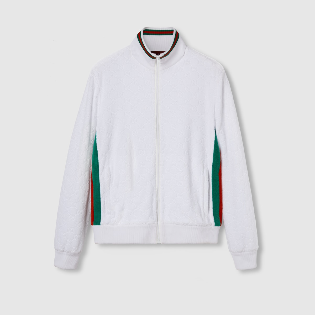 GG terry cloth zip jacket with Web in white | GUCCI® SI