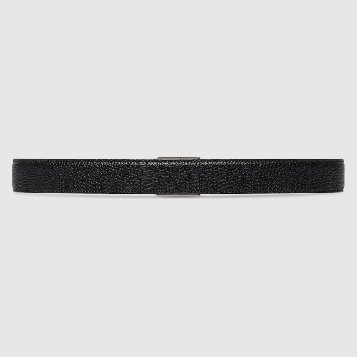 Belt with rectangular buckle in black leather | GUCCI® CA