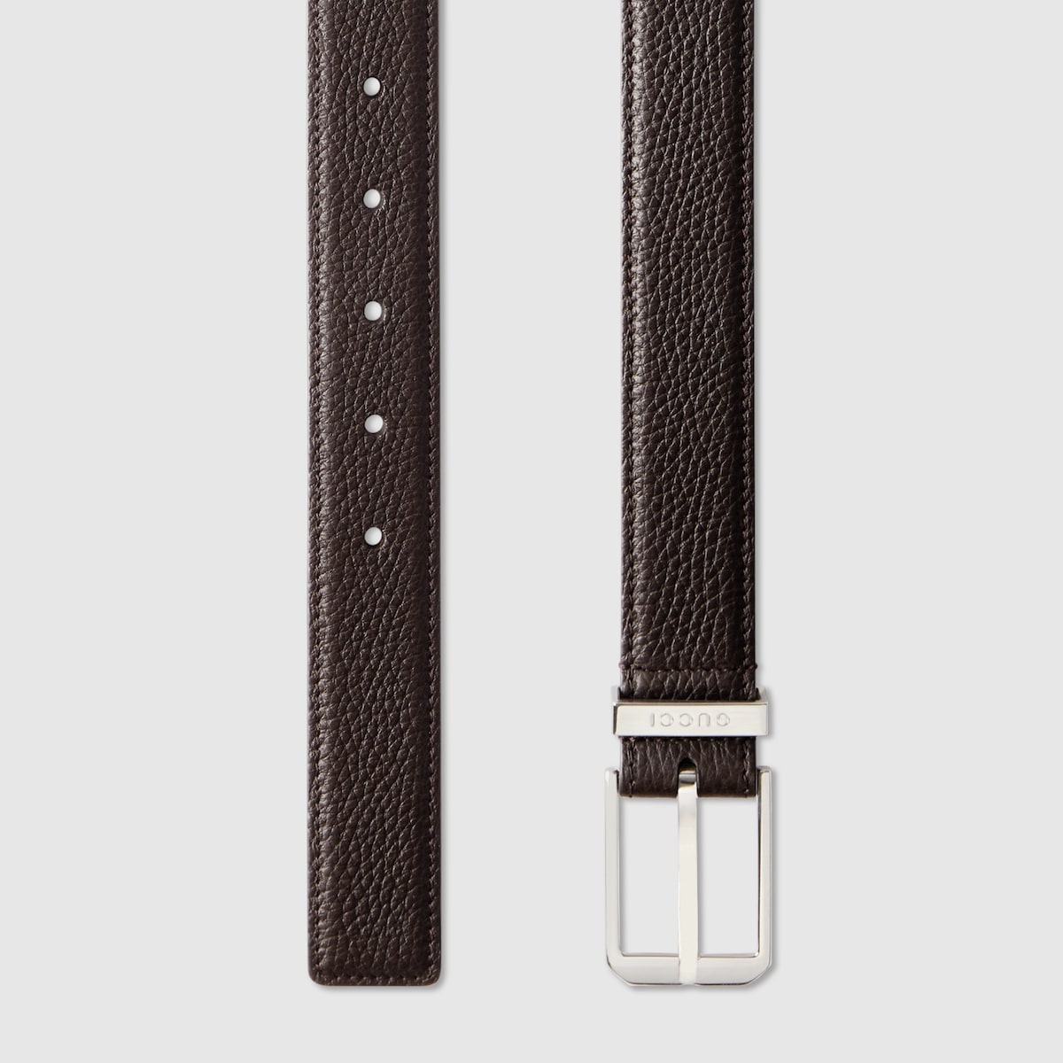 Belt with rectangular buckle in dark brown | GUCCI® US
