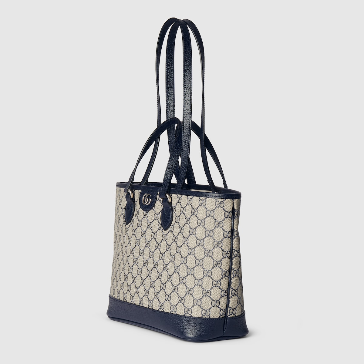 Ophidia small tote bag in beige and blue GG Supreme | GUCCI® SG