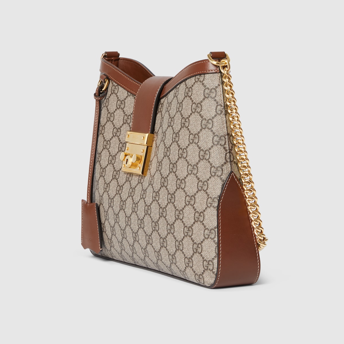 Padlock large shoulder bag in brown leather trim | GUCCI® US Padlock large shoulder bag in brown leather trim | GUCCI® US