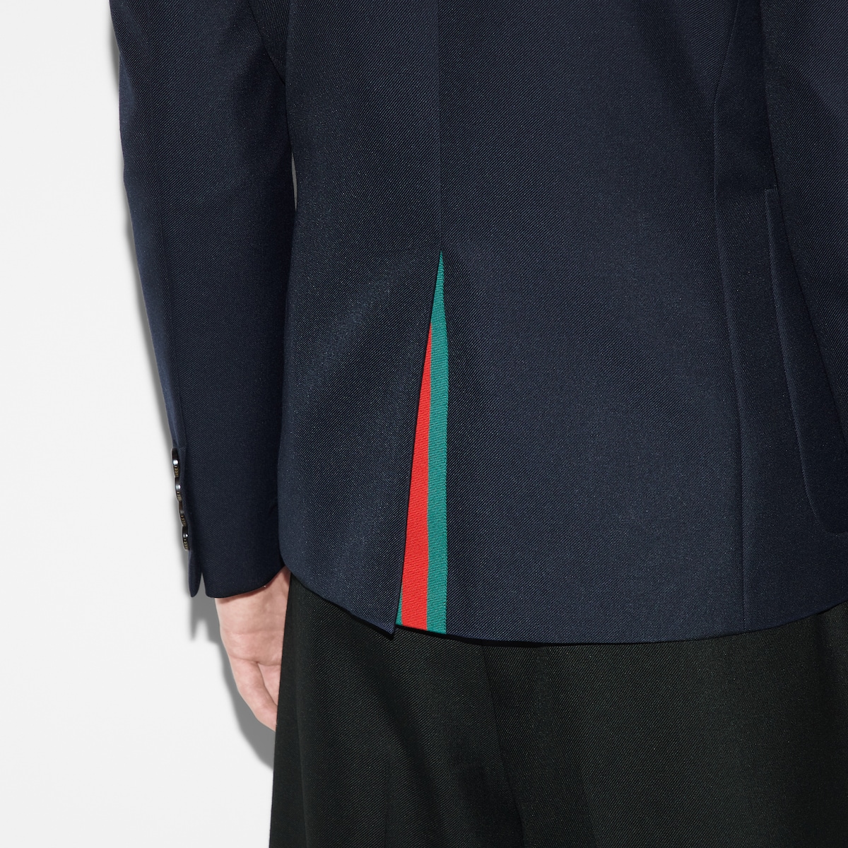 Drill jacket with Liftboy embroidery in dark blue | GUCCI® US