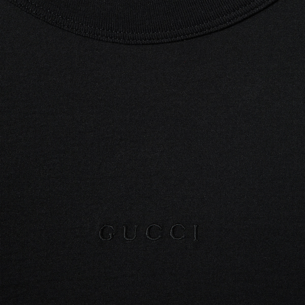 Cotton jersey T-shirt with embroidery in black | GUCCI® US