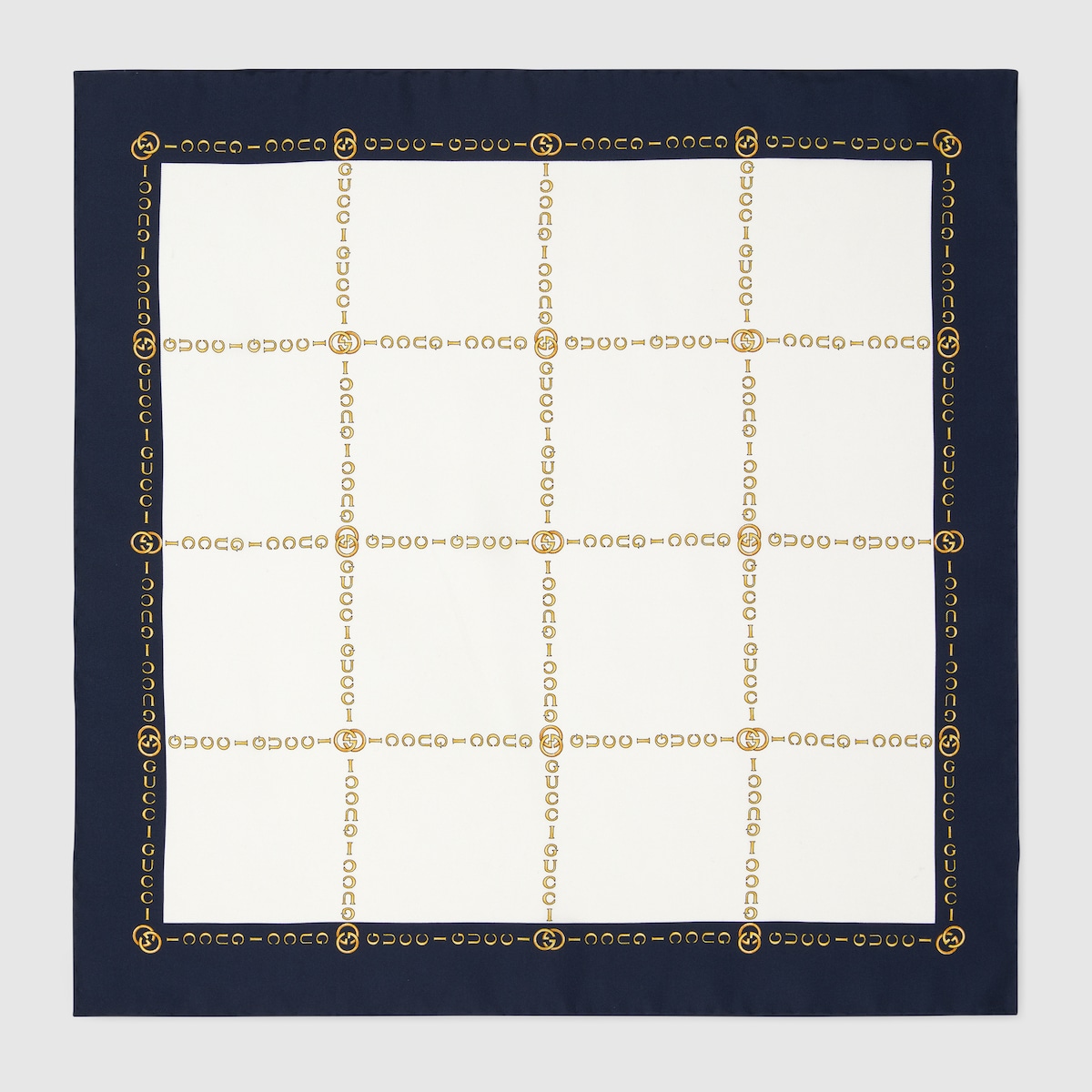Interlocking G Gucci chain silk pocket square in ivory | GUCCI® US