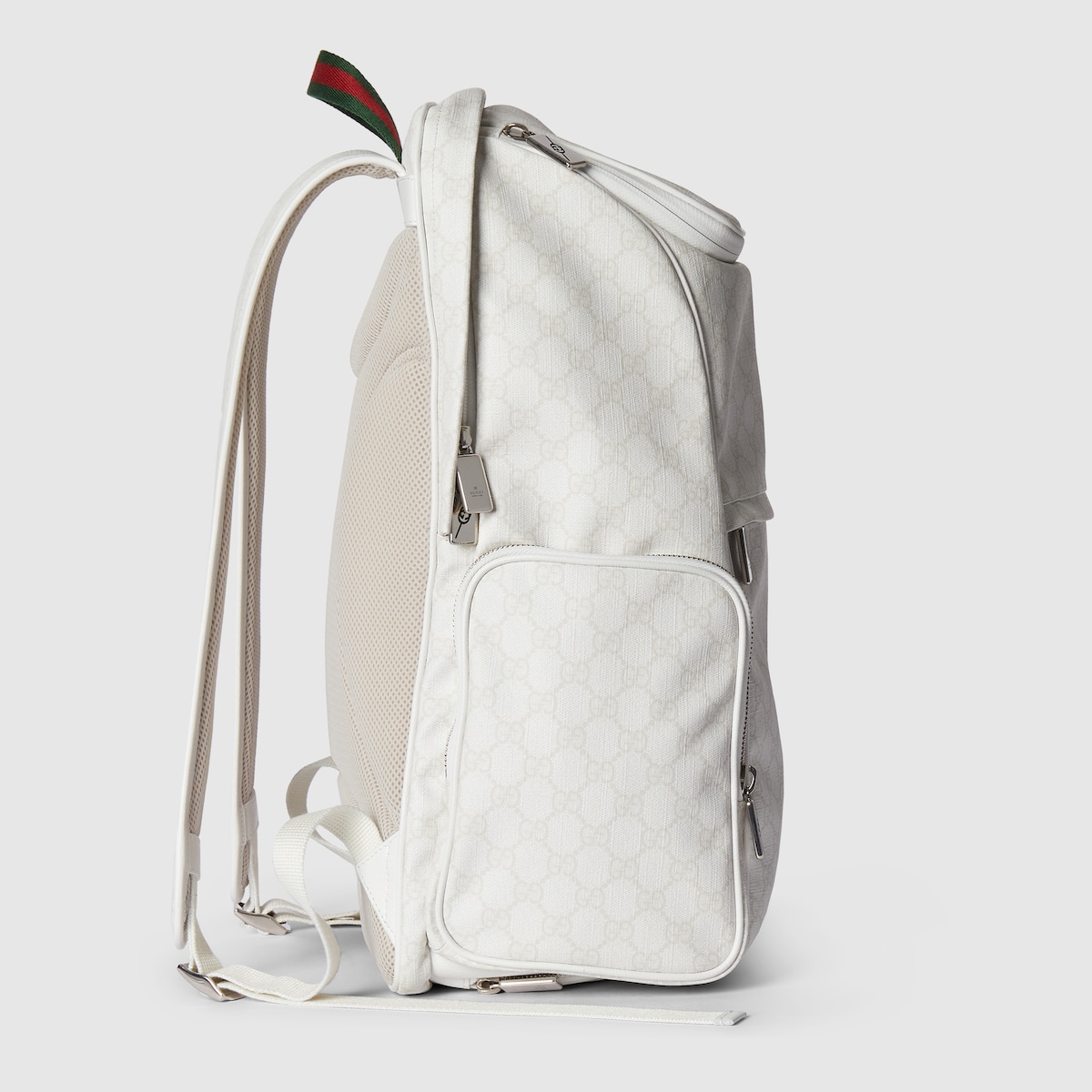 Large backpack with Web detail in white GG Supreme | GUCCI® UK