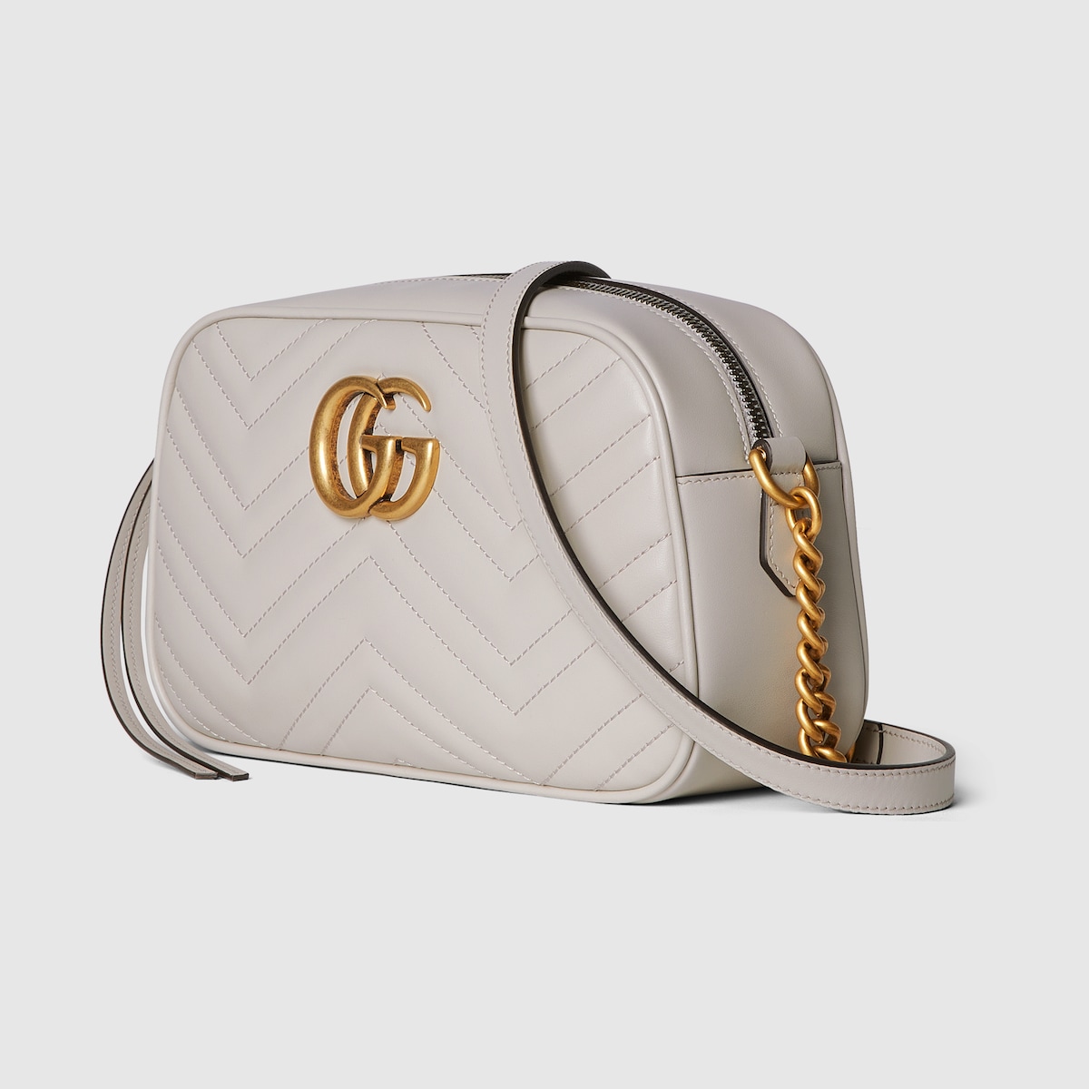GG Marmont small camera bag in light grey leather | GUCCI® UK