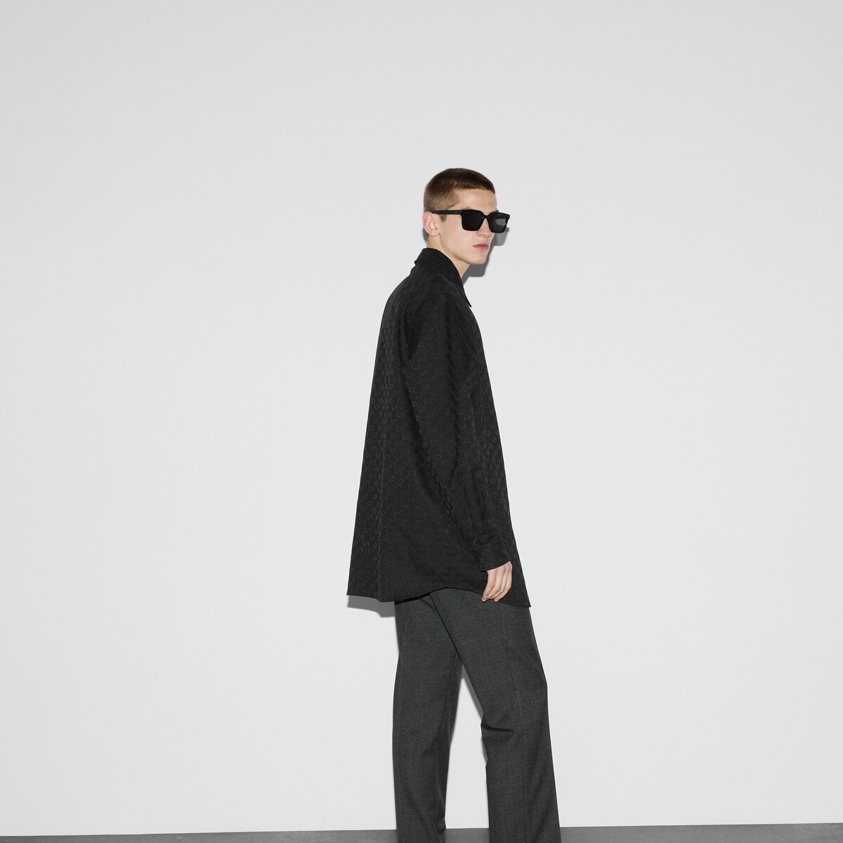 Chemise en toile GG en noir | GUCCI® FR