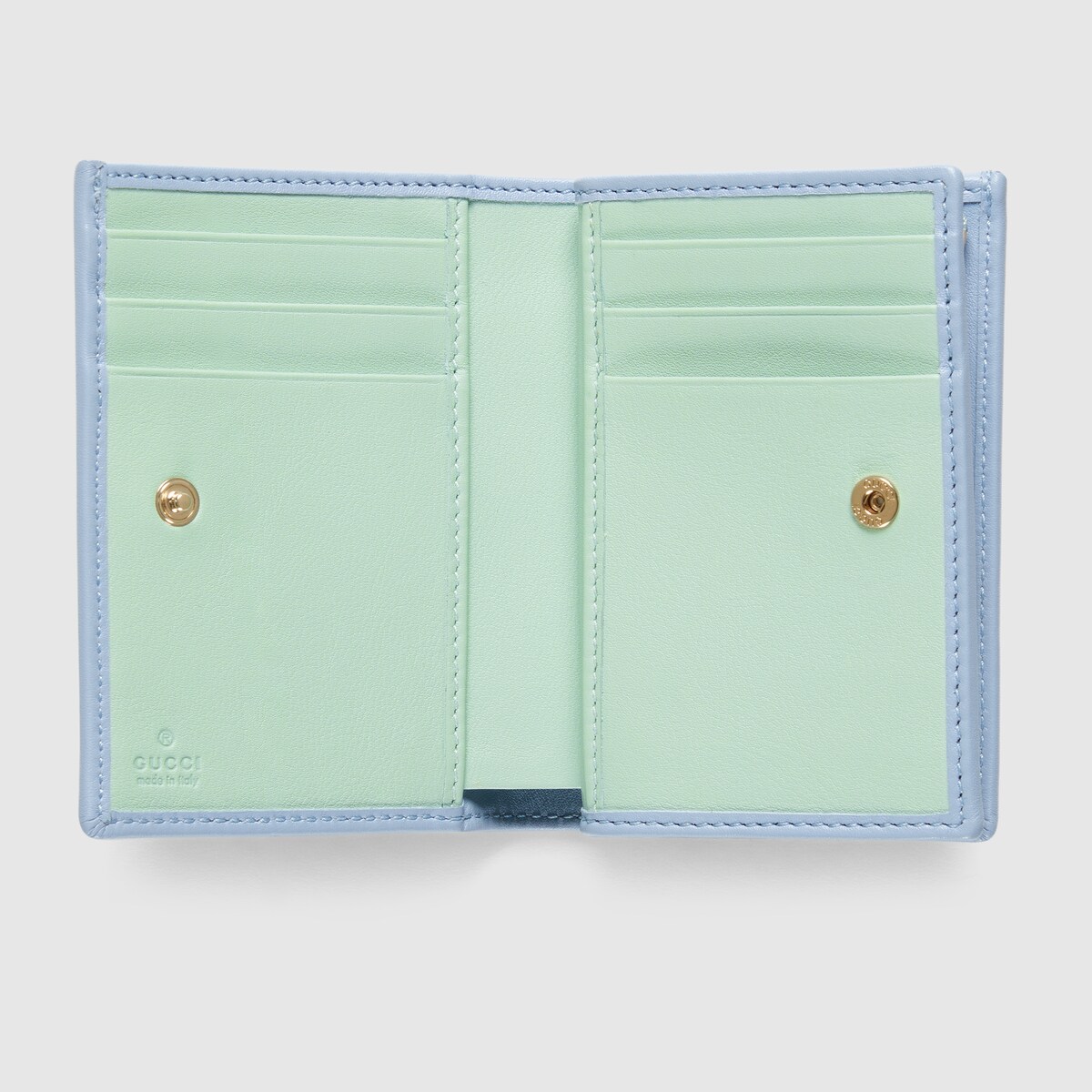 GG Marmont green interior wallet in light blue leather | GUCCI® Canada