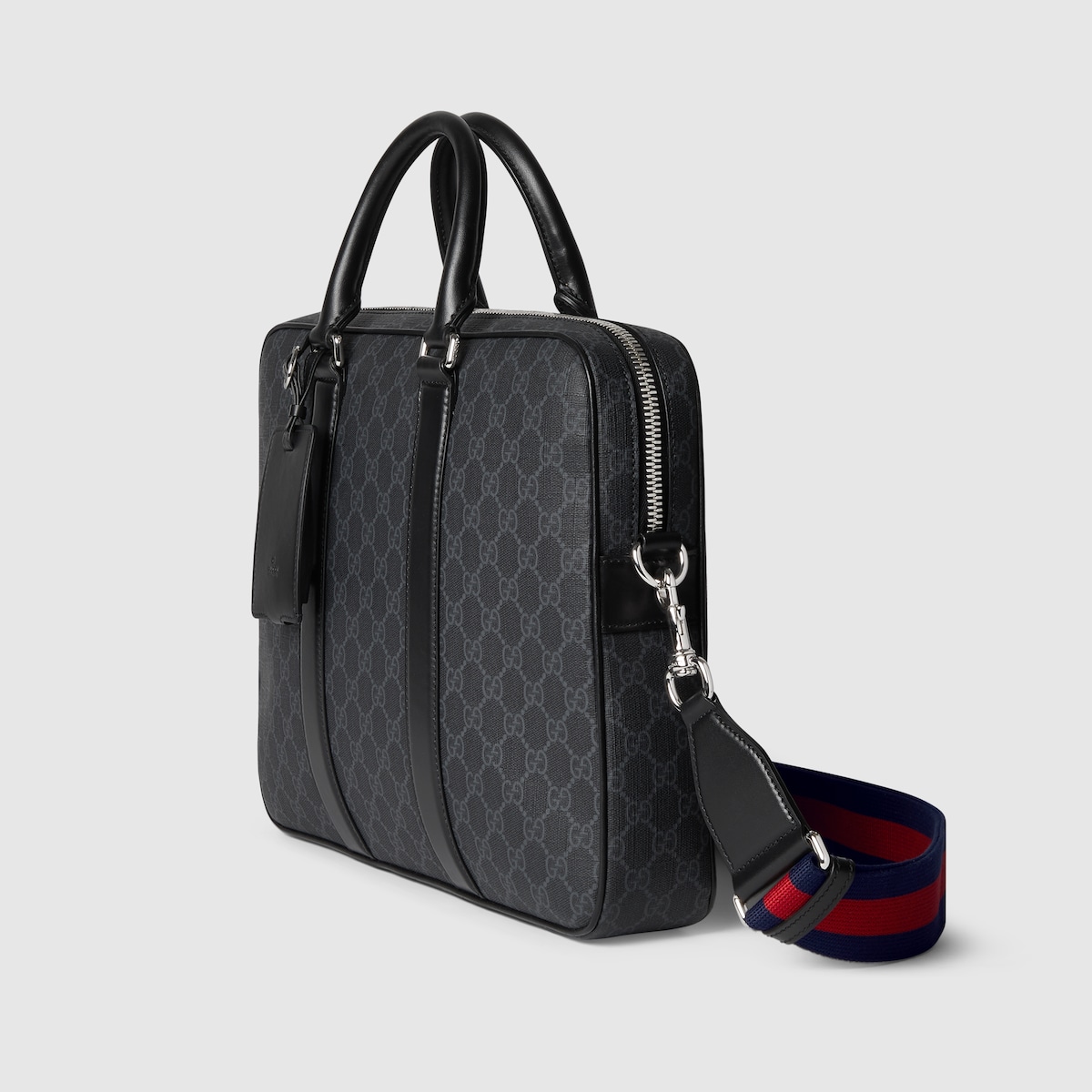 GG briefcase with shoulder strap in black GG Supreme | GUCCI® MX
